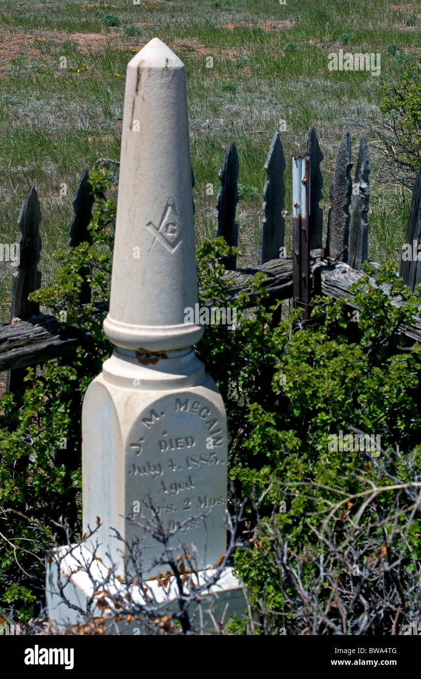 Old historic grave marker at cemetery in Virgina Dale Colorado Stock ...