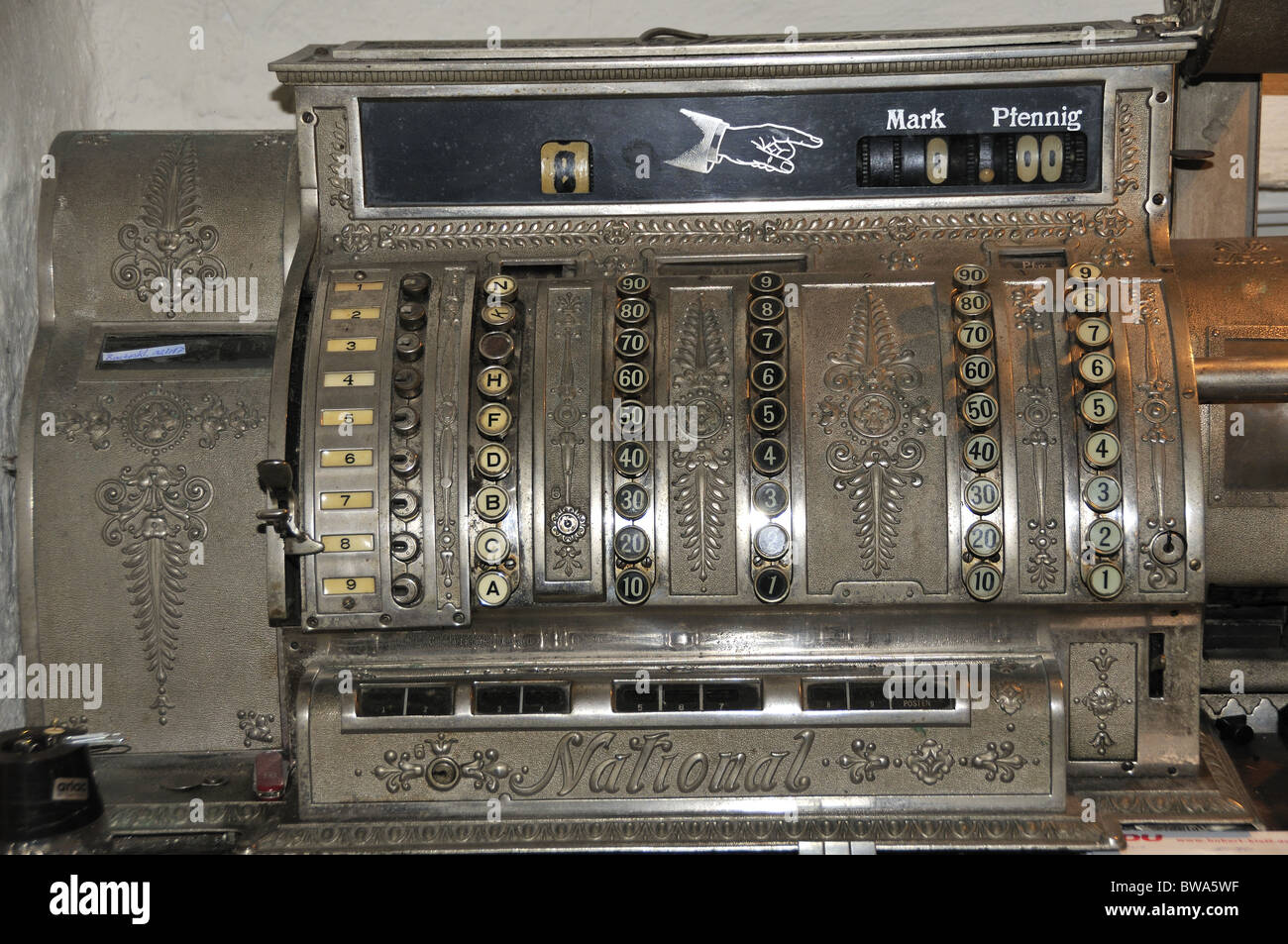 Antique metal German cash register Stock Photo - Alamy
