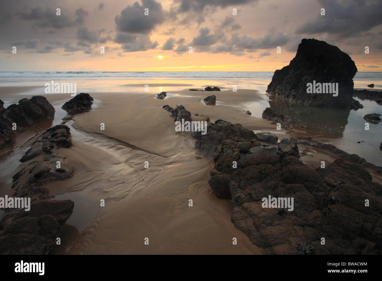 Sandymouth Bay Sunset, North Cornwall, England, UK Stock Photo - Alamy