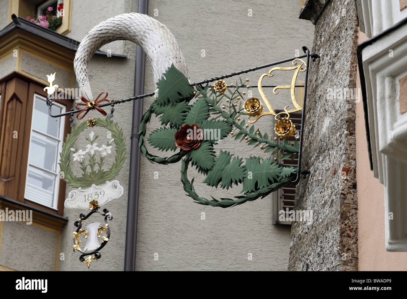 Austria Tirol Tyrol Hall hotel sign Stock Photo - Alamy