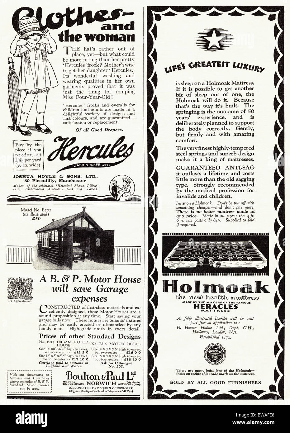 Full page of advertisements in English magazine dated 1928 Stock Photo ...