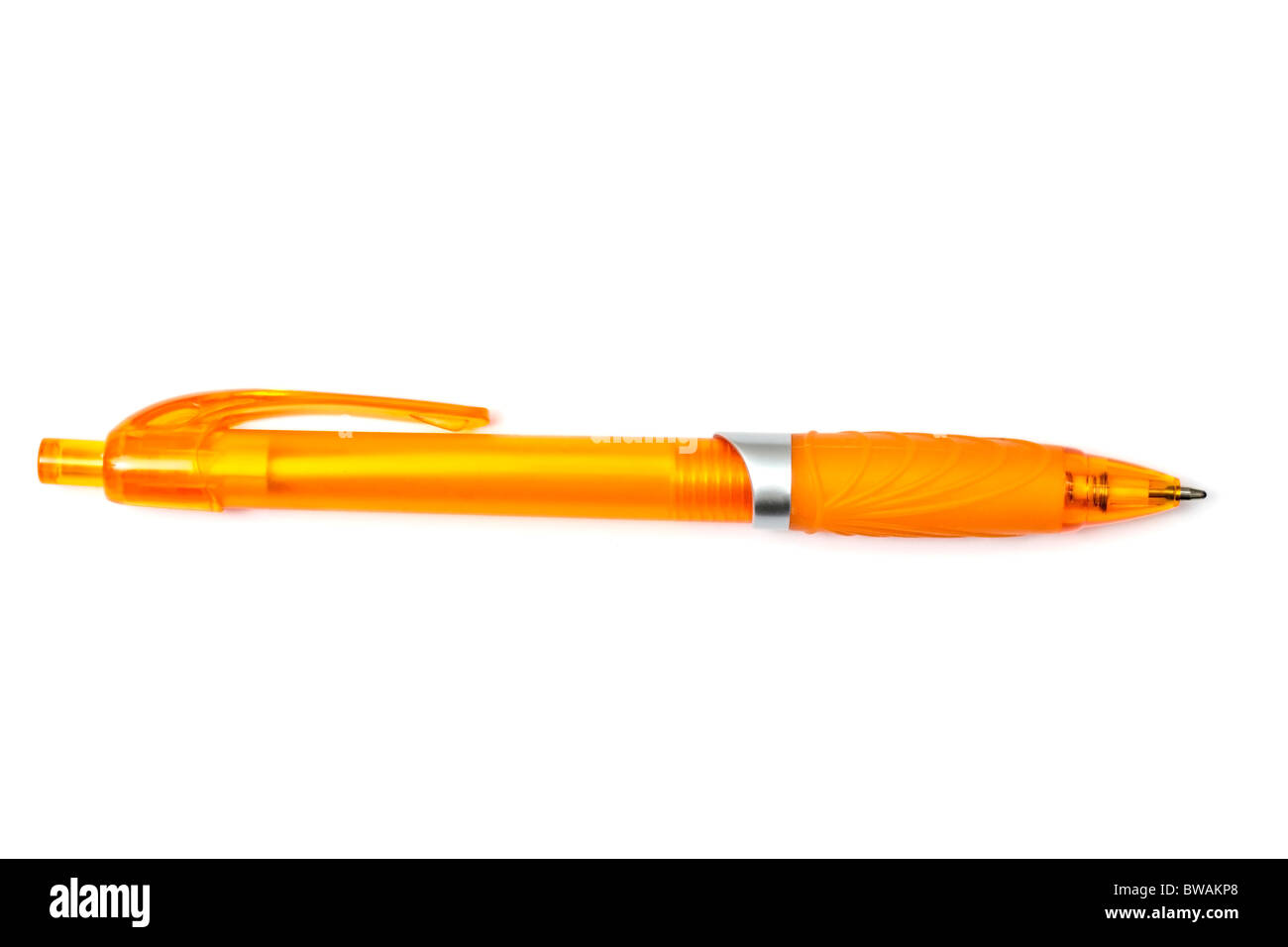 Yellow pen closeup on white background Stock Photo - Alamy