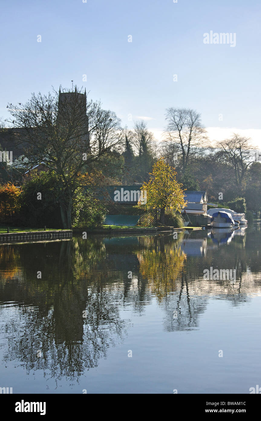 St Peter's Church and River Bure, Belaugh, Norfolk, England, United ...