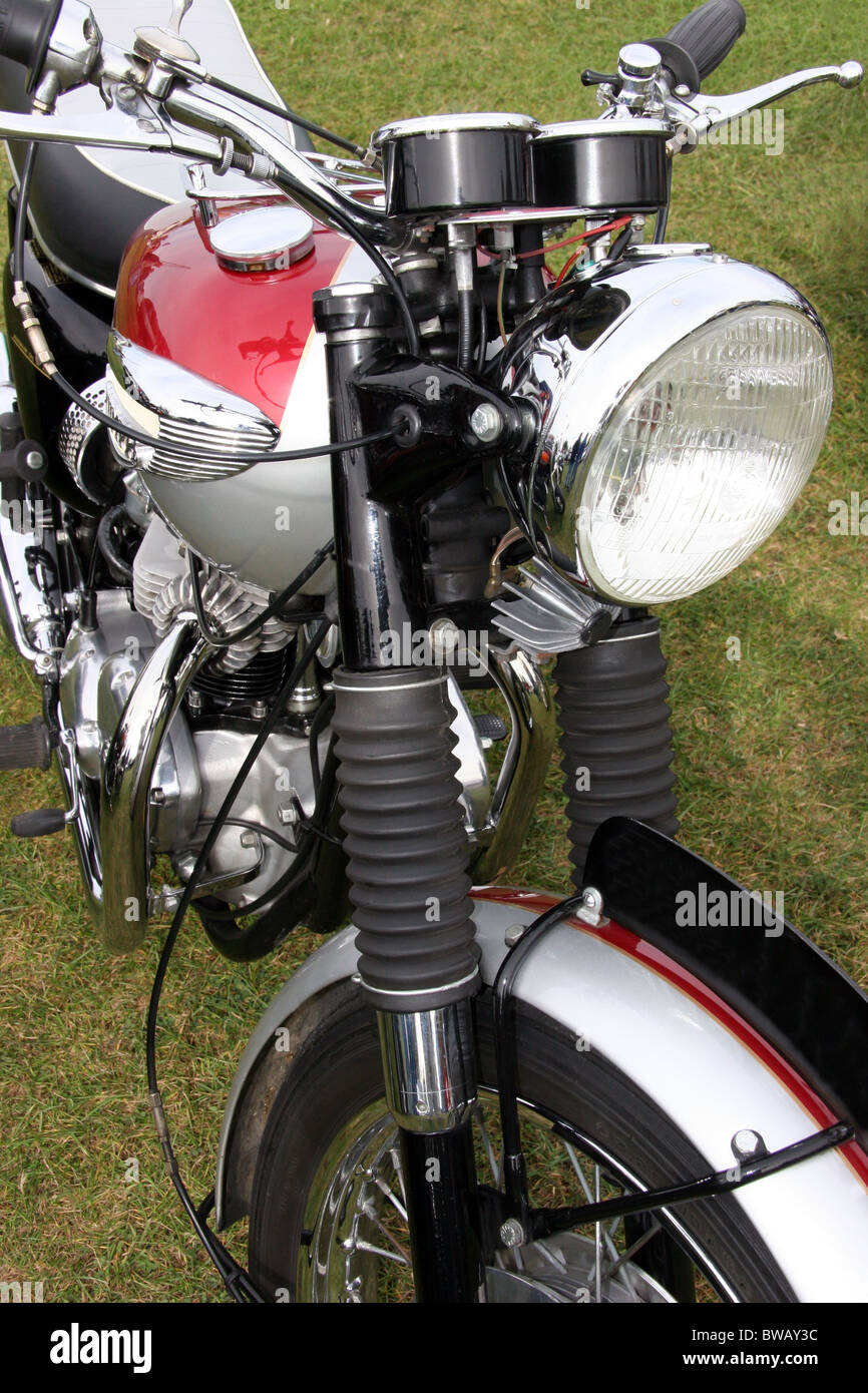 Red and Silver British Triumph motorbike Stock Photo - Alamy