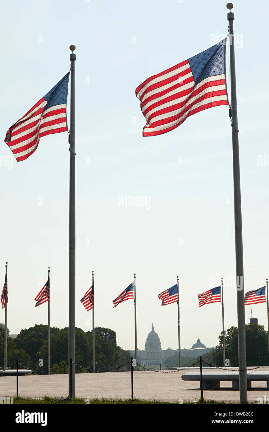 American flags building hi-res stock photography and images - Alamy