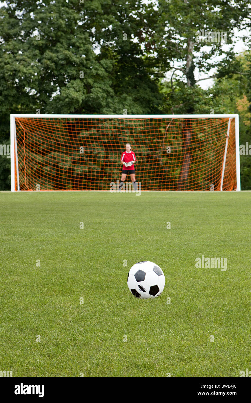 Goalkeeper and football Stock Photo - Alamy