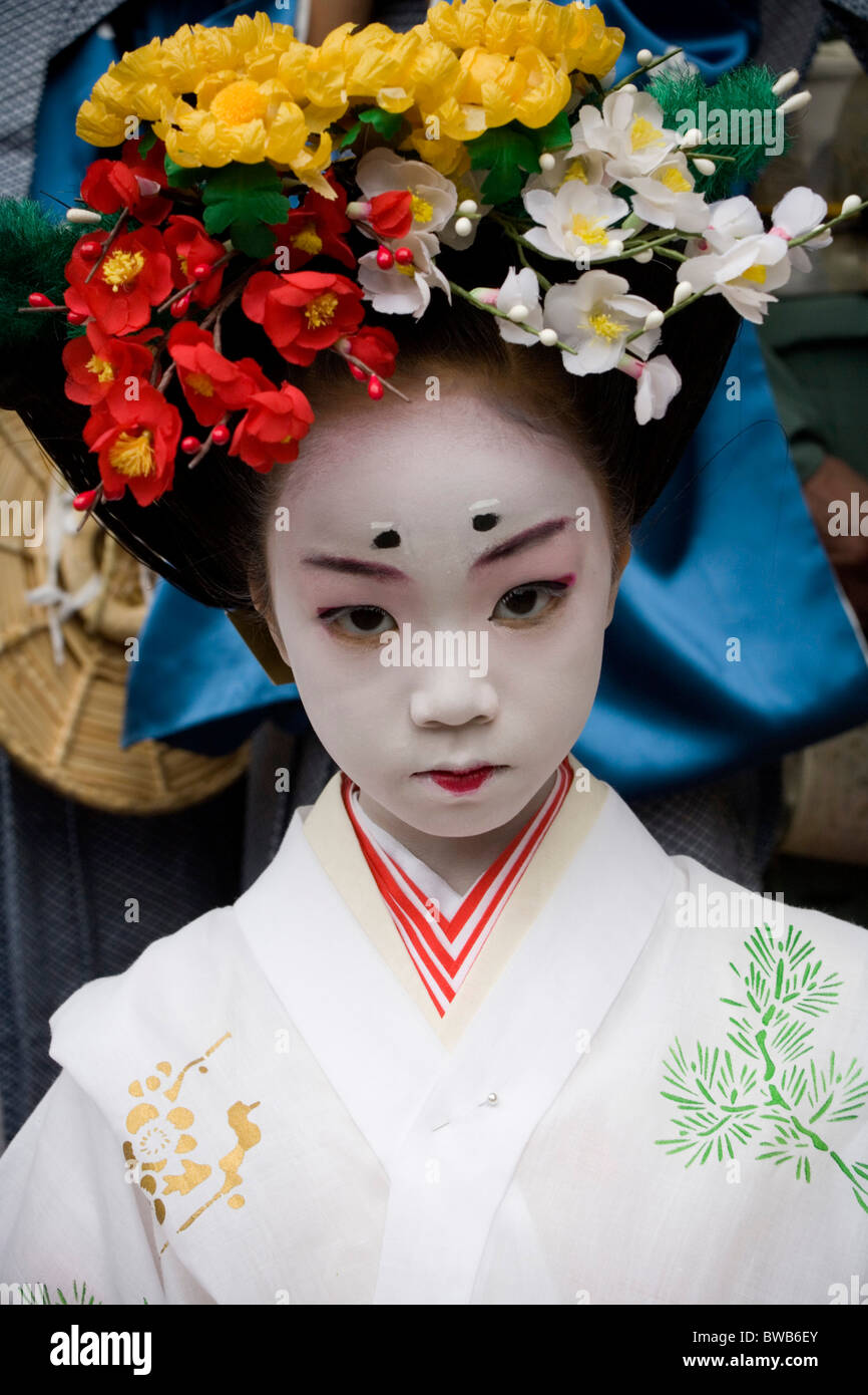 Young girl dressed in traditional dress for the Matsuri festival at ...