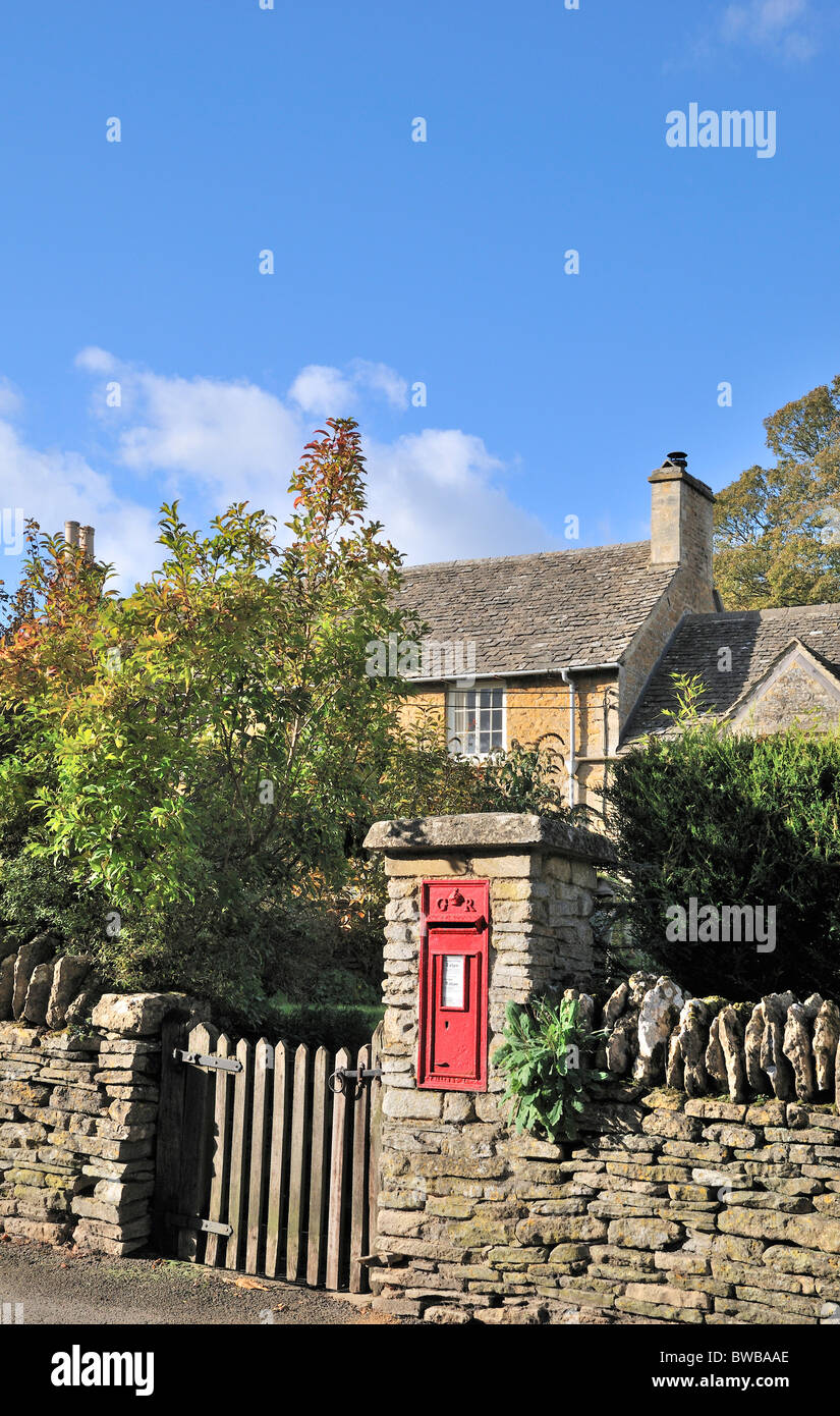 A typical rural post box in Lower Slaughter, England, UK Stock Photo ...