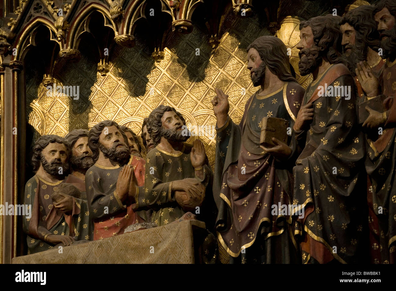 Carved wooden choir screen in Notre-Dame cathedral Stock Photo - Alamy