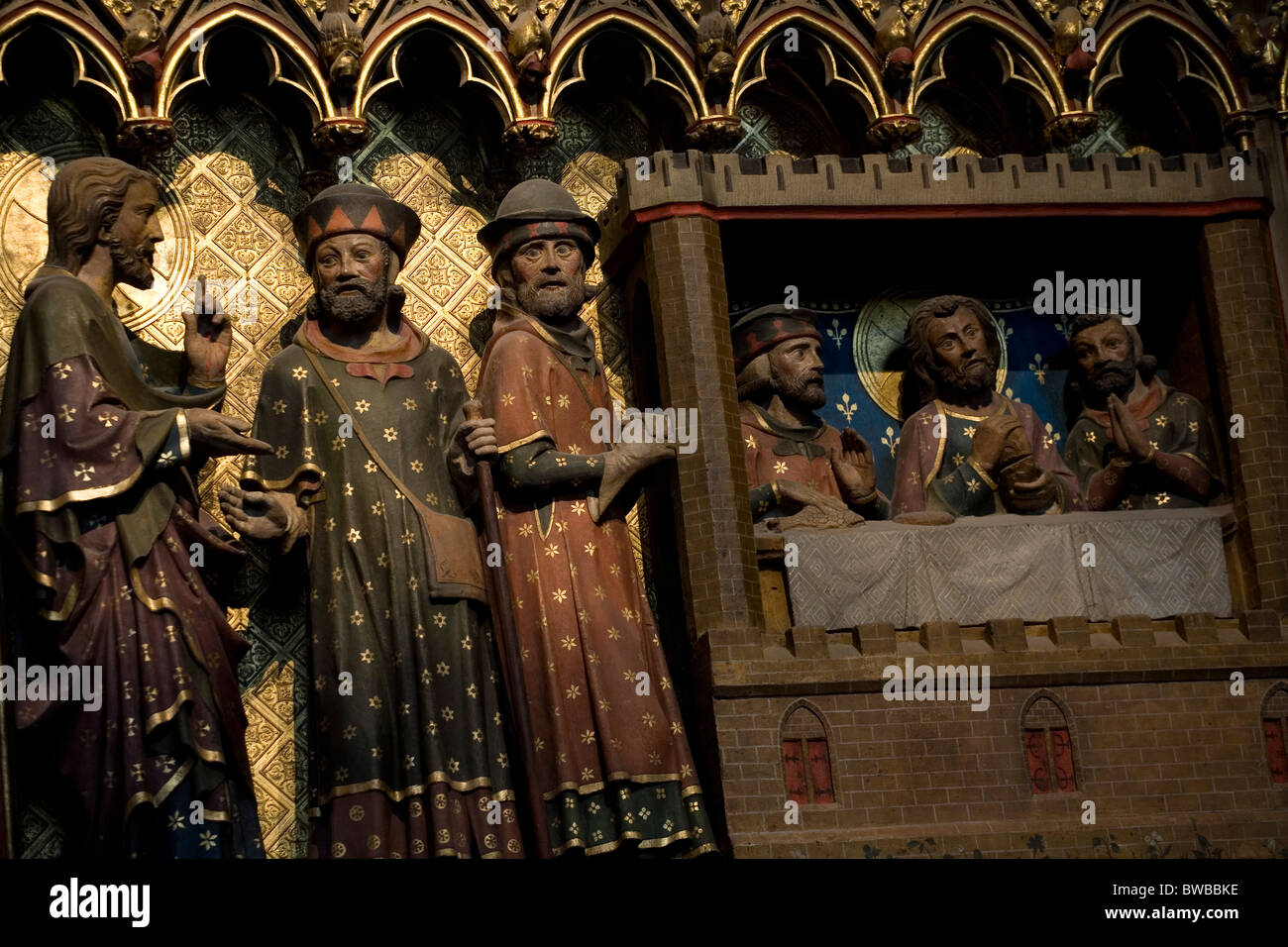Wooden carved choir screen in Notre-Dame cathedral Stock Photo - Alamy