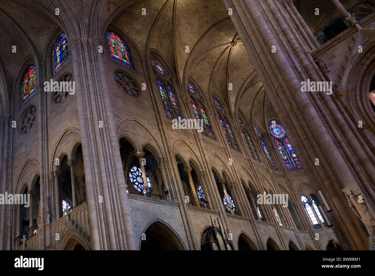 Stained-glass windows in Notre-Dame cathedral Stock Photo - Alamy