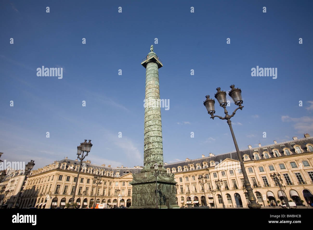 place Vendôme with its bronze column topped with a statue of Napoleon ...