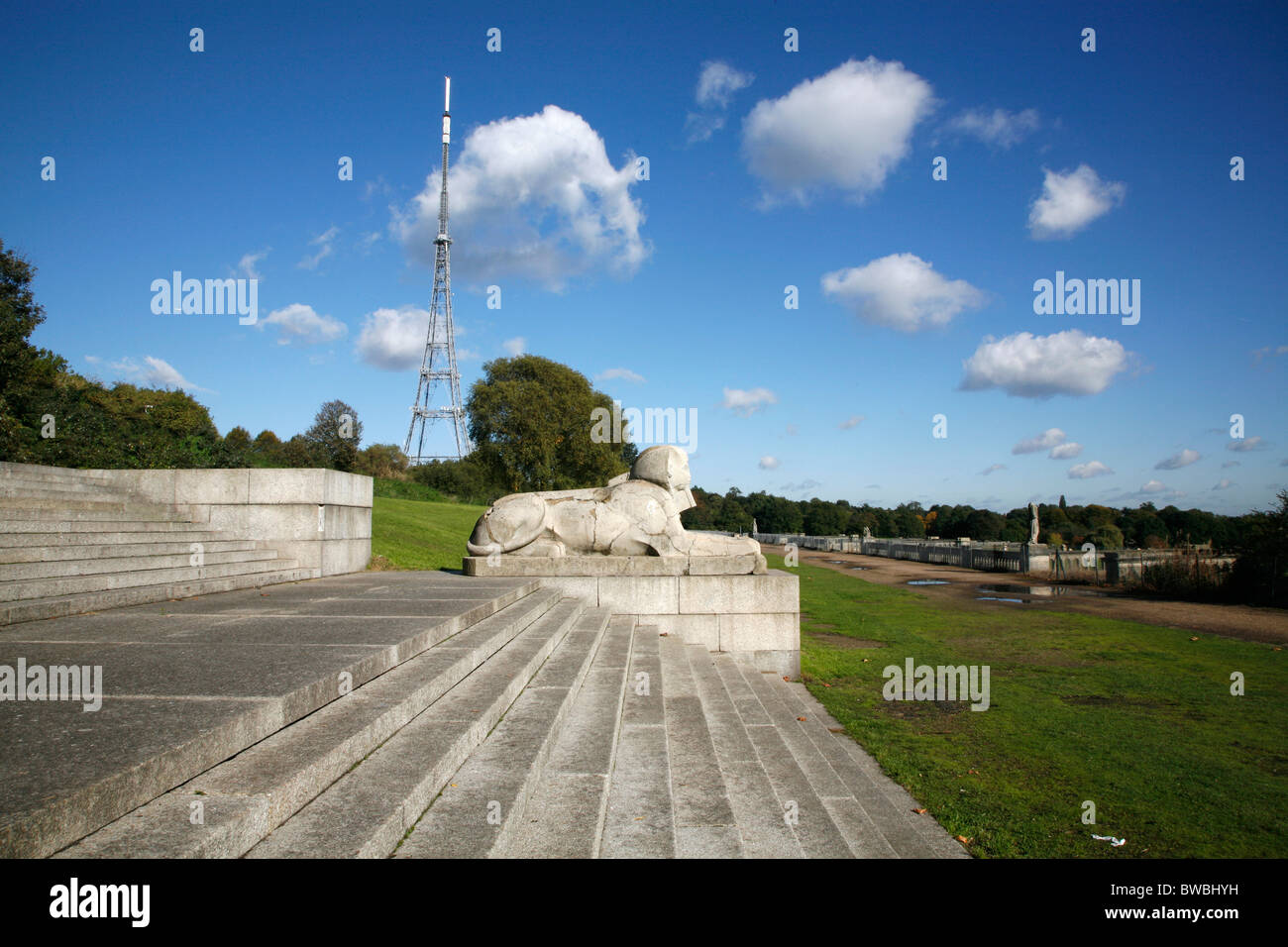 Stone sphinx standing on the remains of the old Crystal Palace in ...