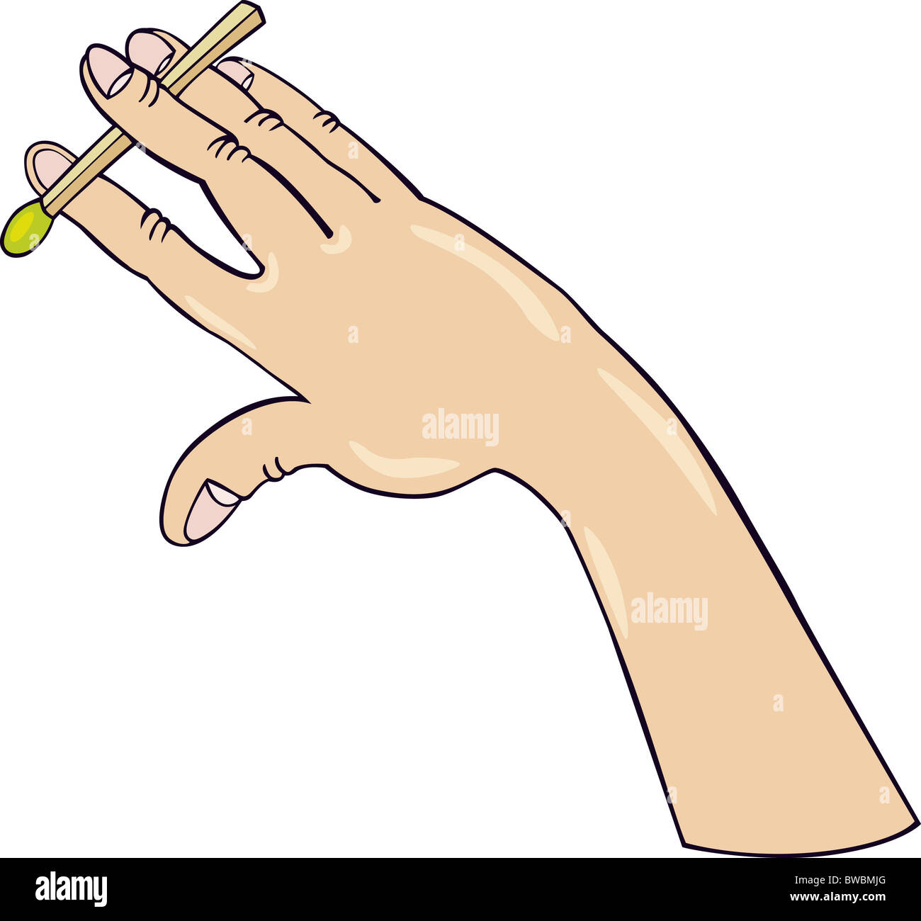 Illustration of Hand doing trick with match Stock Photo - Alamy