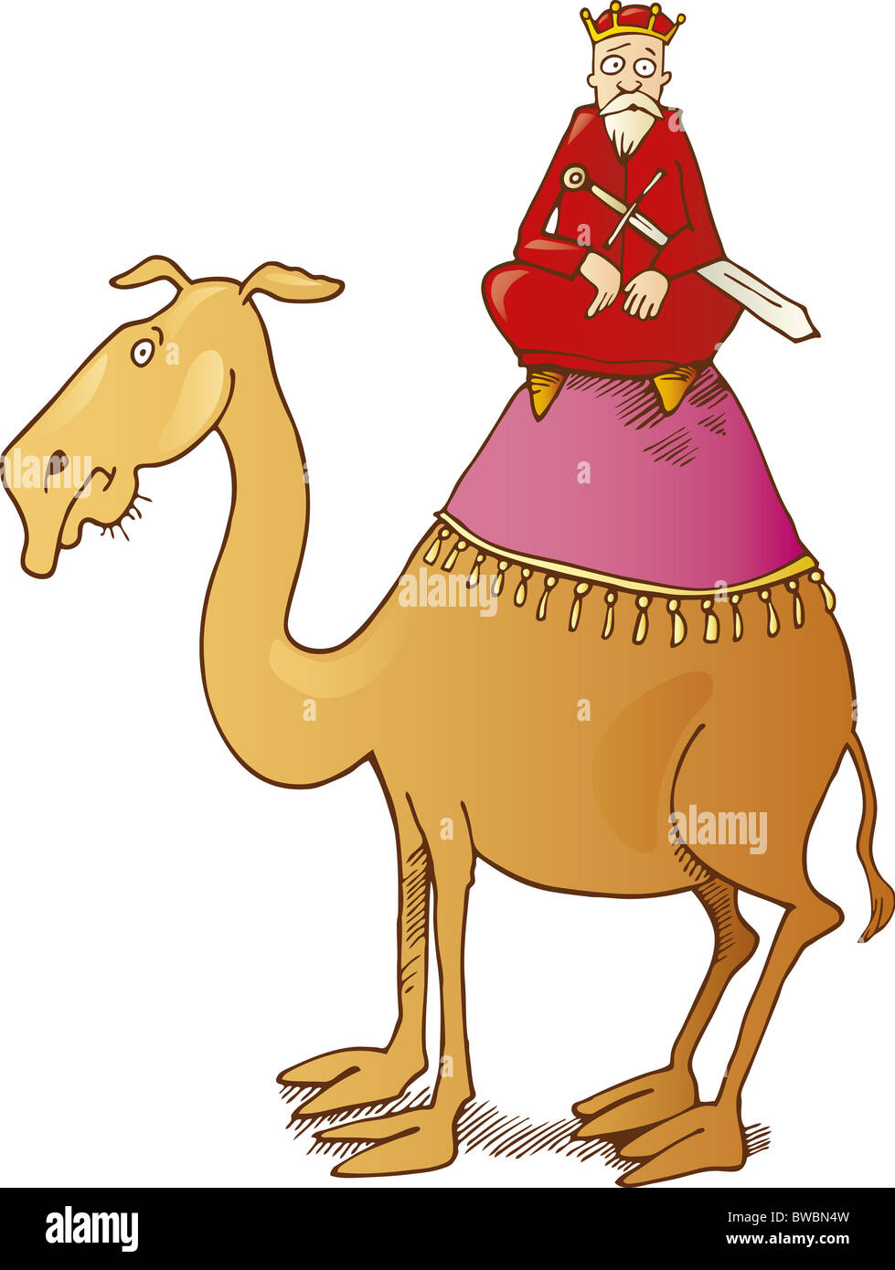 Illustration of one of three kings on camel Stock Photo - Alamy