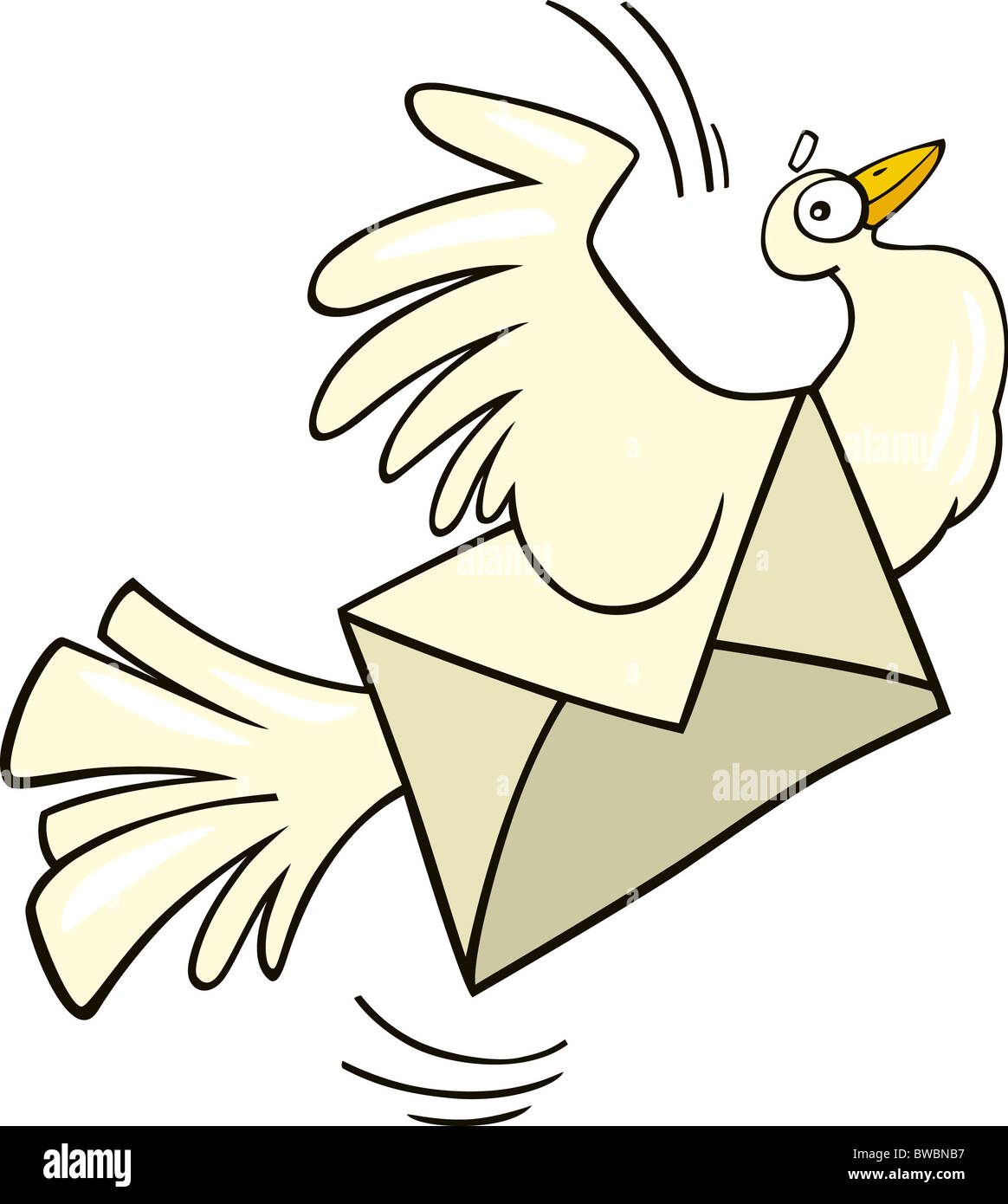 Illustration of cartoon mail pigeon Stock Photo - Alamy