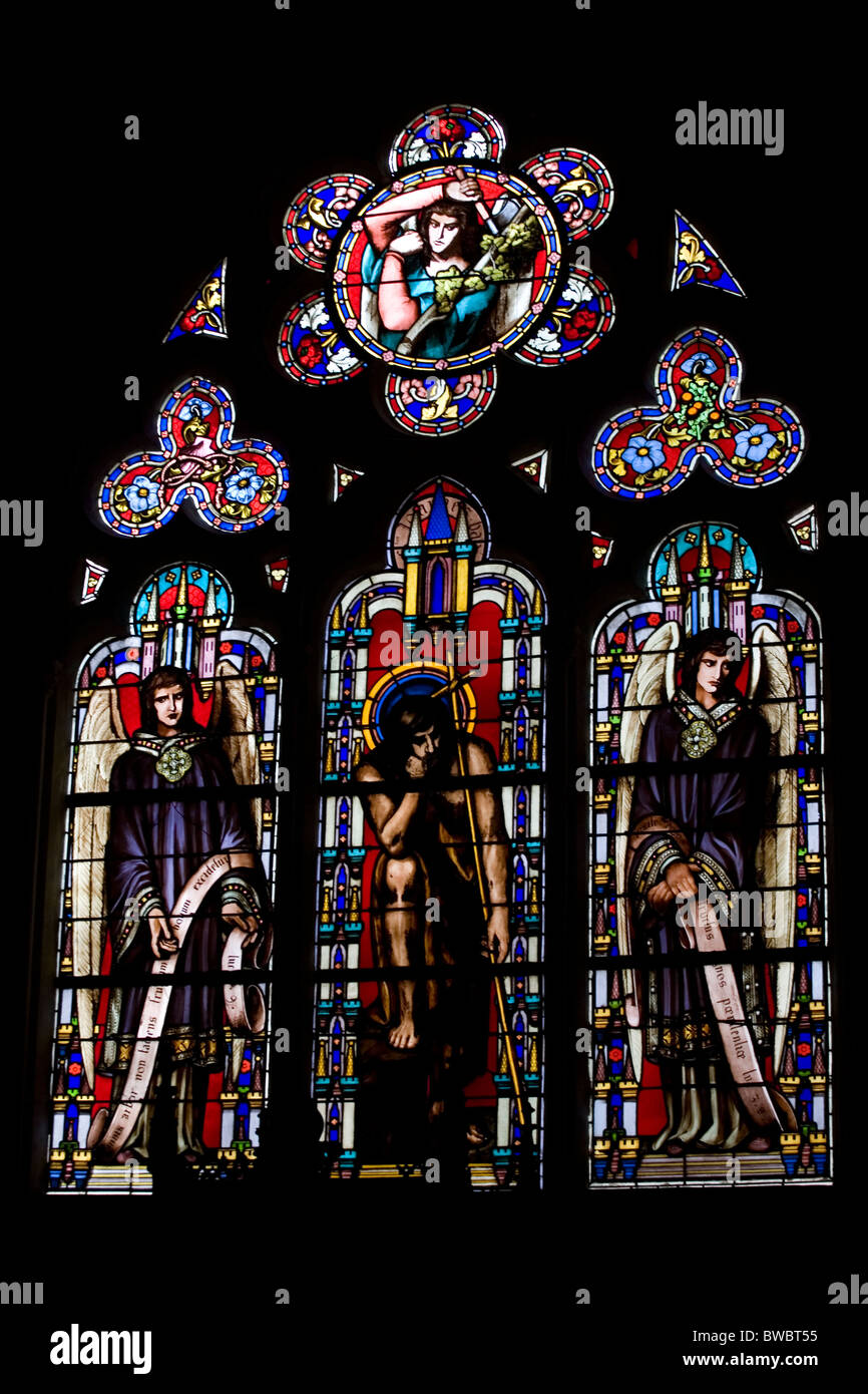 Stained-glass window in St-Germain-l'Auxerrois Stock Photo - Alamy