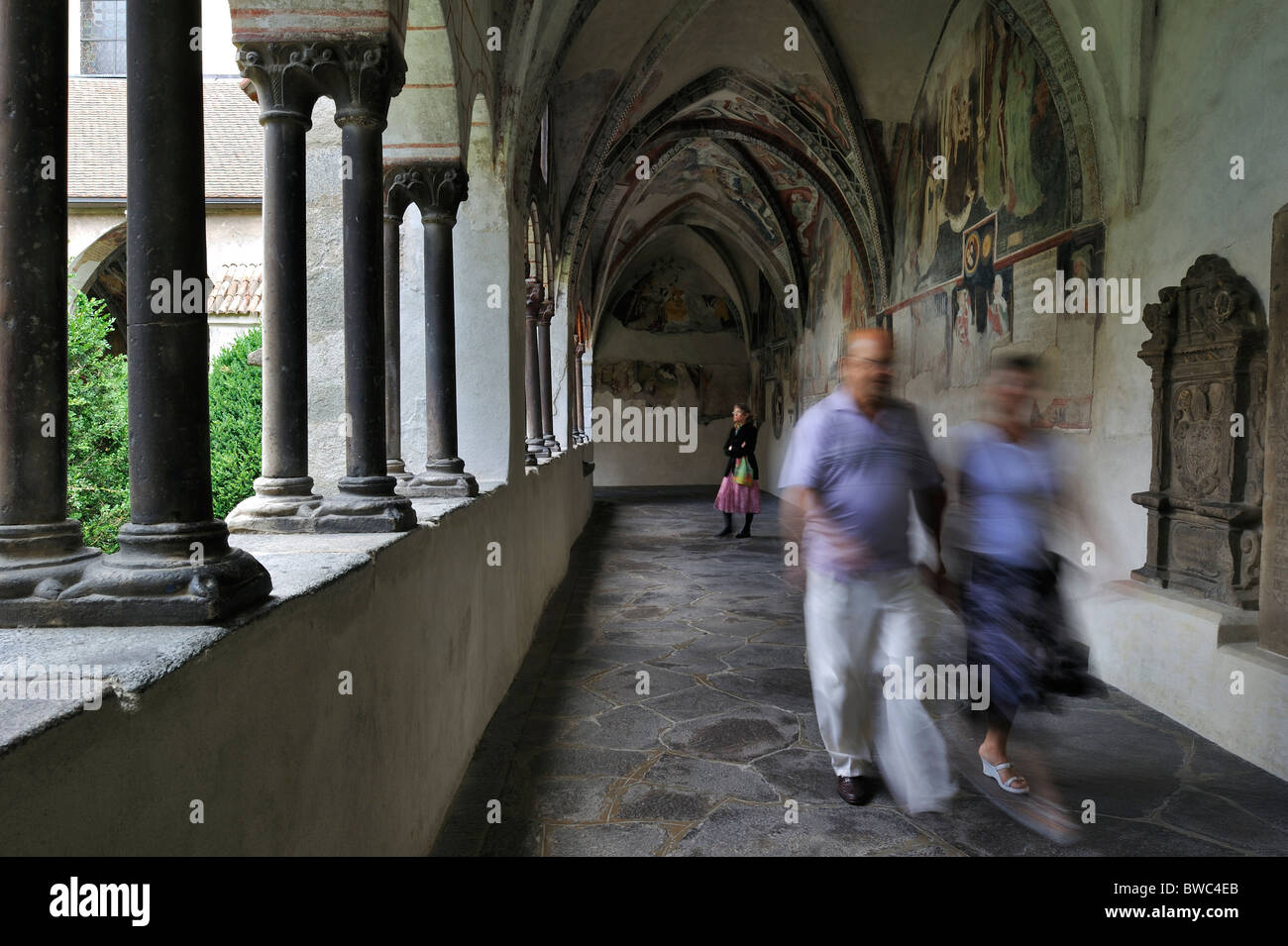 Cathedral cloister, arcades and vaults with frescoes at Brixen ...