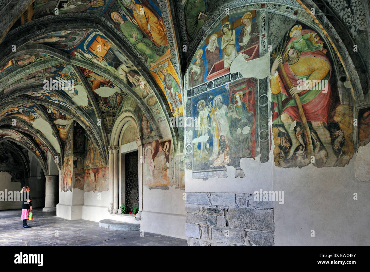 Cathedral cloister, arcades and vaults with frescoes at Brixen ...
