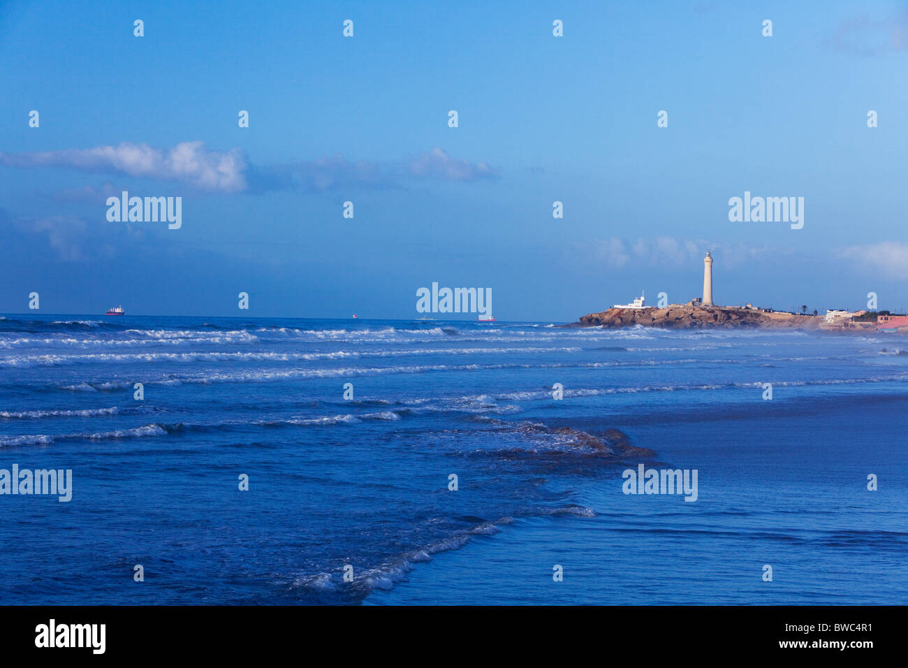 A view of the El Hank lighthouse on the Corniche Atlantic Ocean in ...