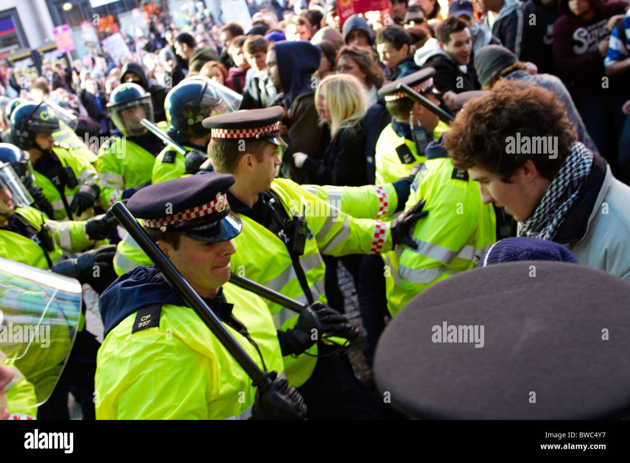 Police baton charge protesters during student protest against tuition ...