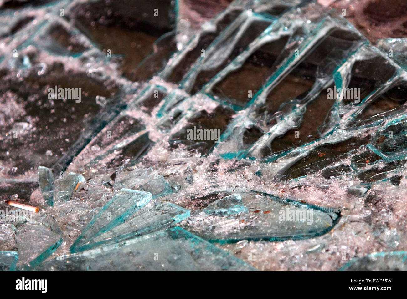 Broken glass from windows smashed during student protests against ...