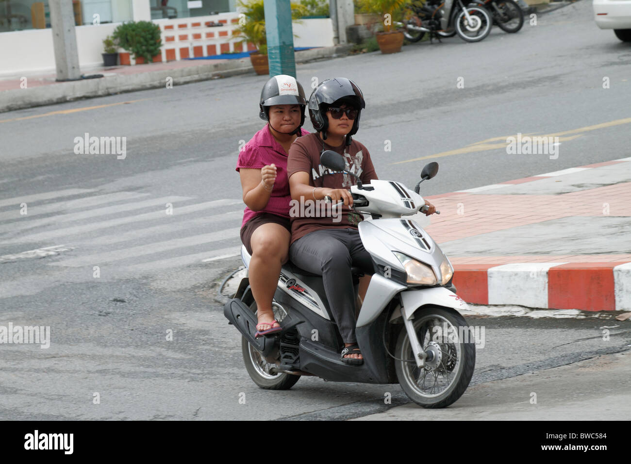 Motorbike (motorcycle, scooter) riders of Bangkok, Thailand October ...