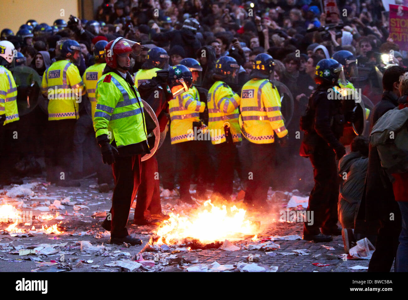 Riot police during student protests against tuition fees Stock Photo ...