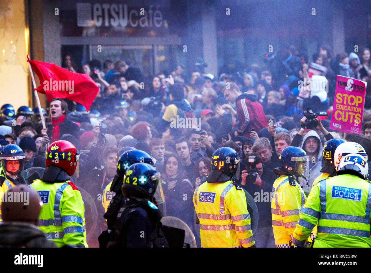 Protesters clash with riot police during student protests against ...