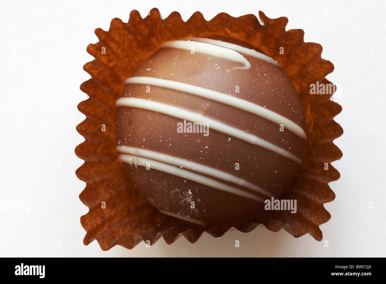 Individual chocolate truffle in case isolated on white background Stock ...