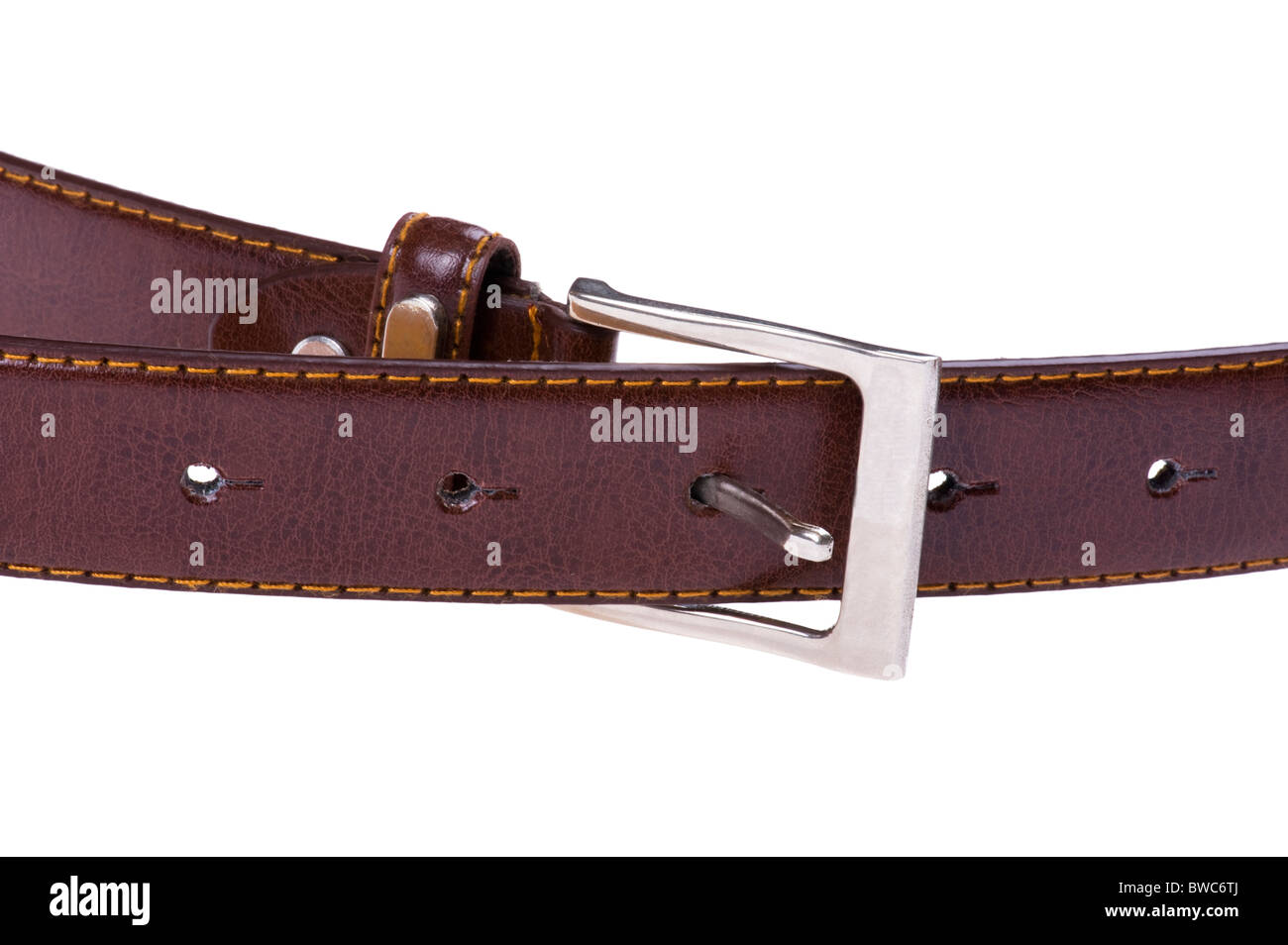 object on white - leather belt close up Stock Photo - Alamy