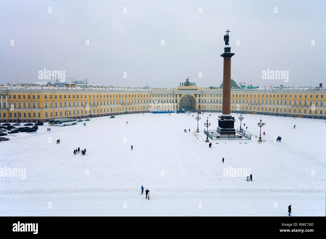 Palace Square seen through a third floor window of the Winter Palace ...