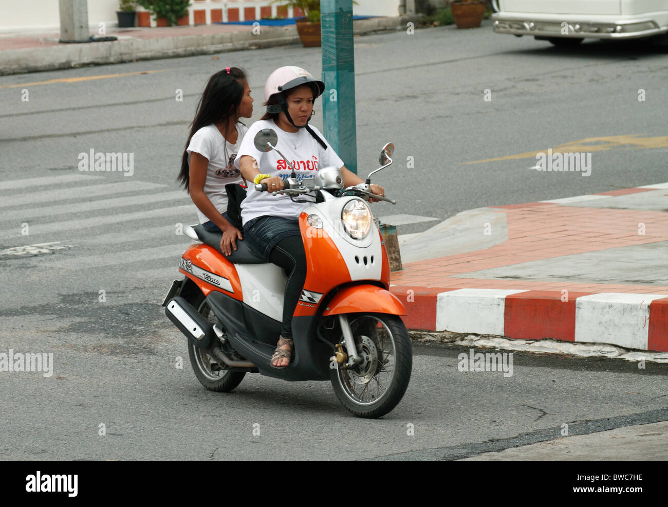Motorbike (motorcycle, scooter) riders of Bangkok, Thailand October ...
