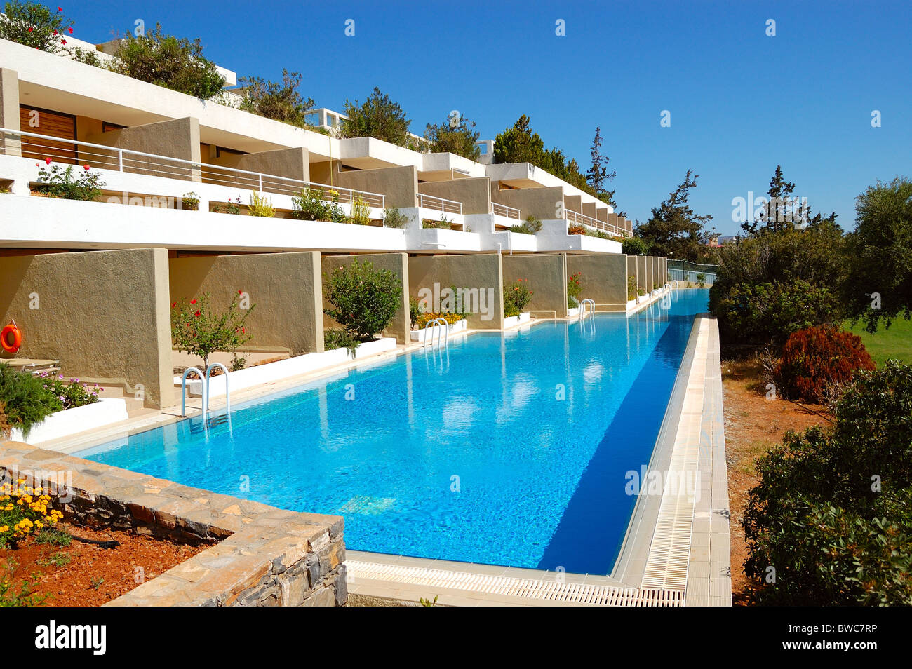 Swimming pool at luxury villa, Crete, Greece Stock Photo - Alamy