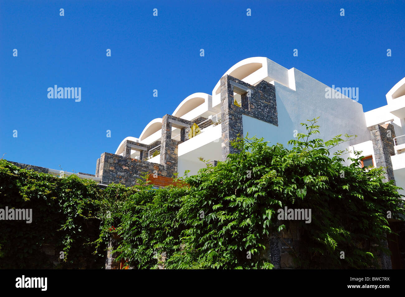 Villas at modern luxury hotel, Crete, Greece Stock Photo - Alamy