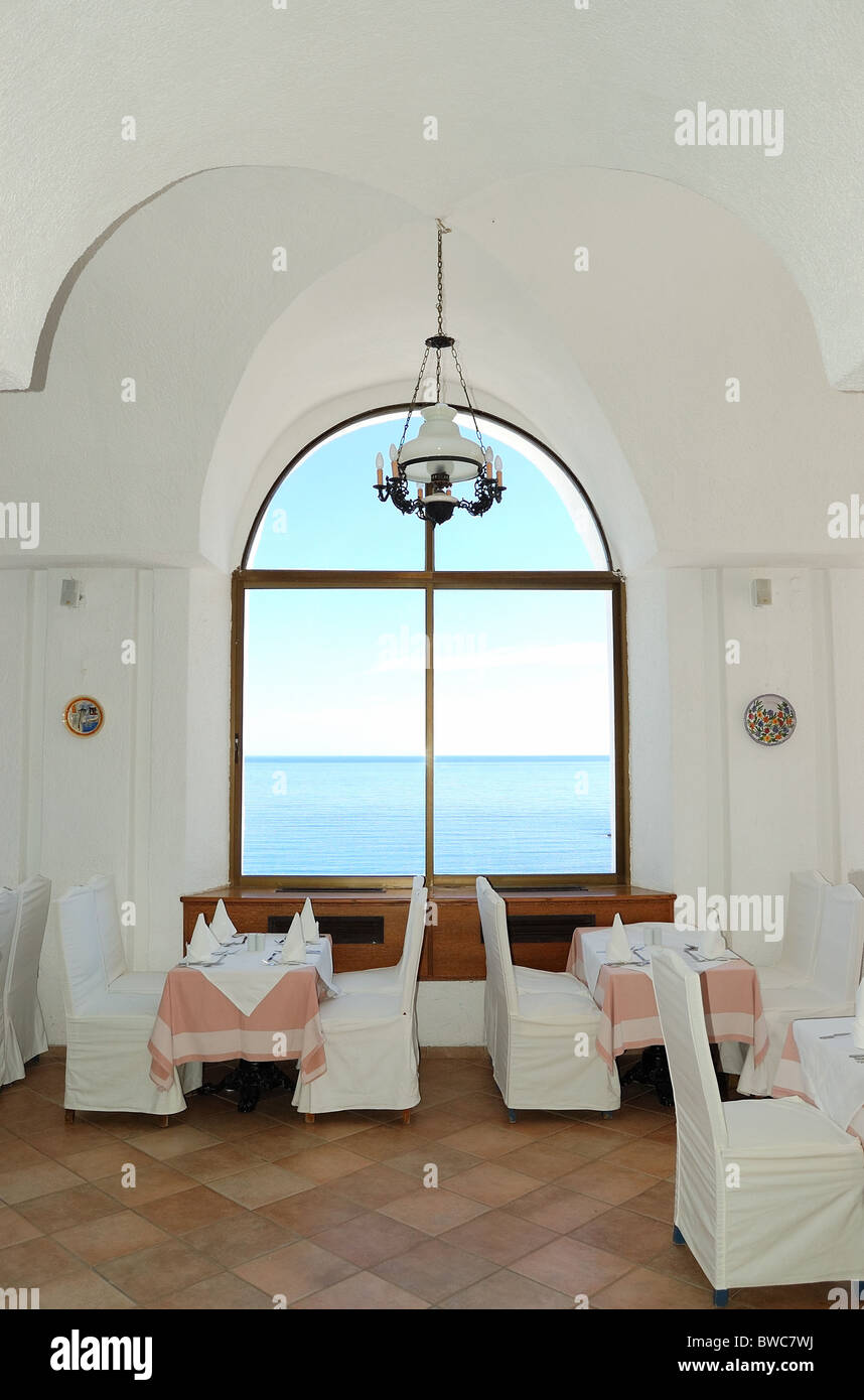 Restaurant interior at the luxury hotel, Crete, Greece Stock Photo - Alamy