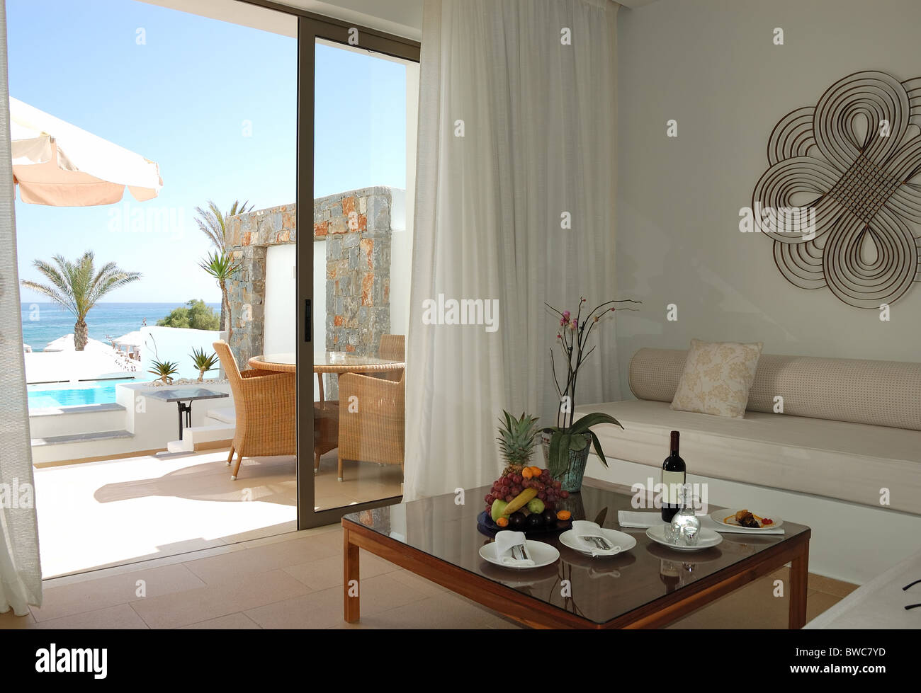 Interior of the luxury villa, Crete, Greece Stock Photo - Alamy