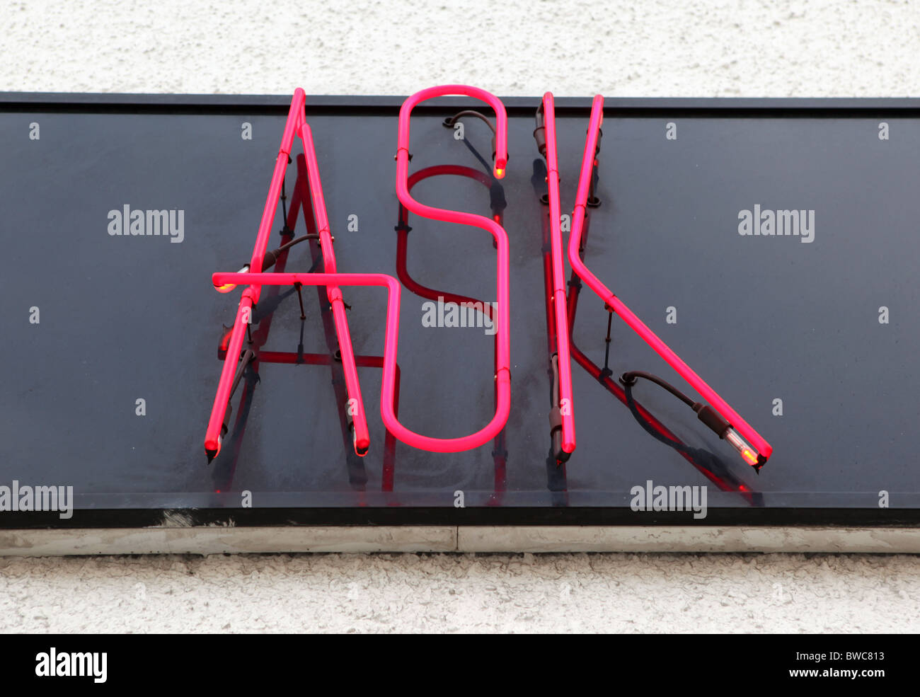 Ask pizza restaurant sign Stock Photo - Alamy