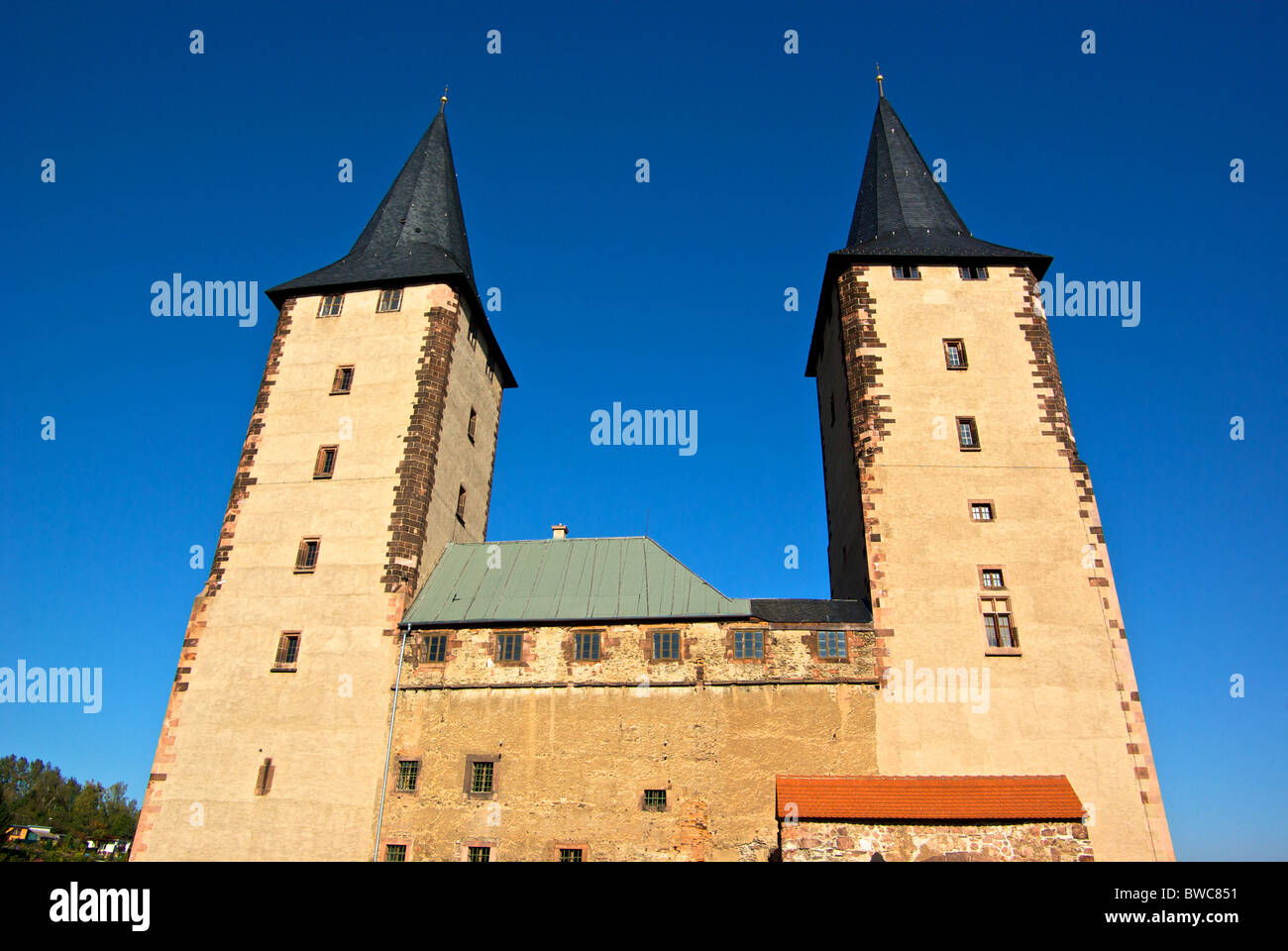 1000-year old Schloss Rochlitz castle with dungeon residential towers ...