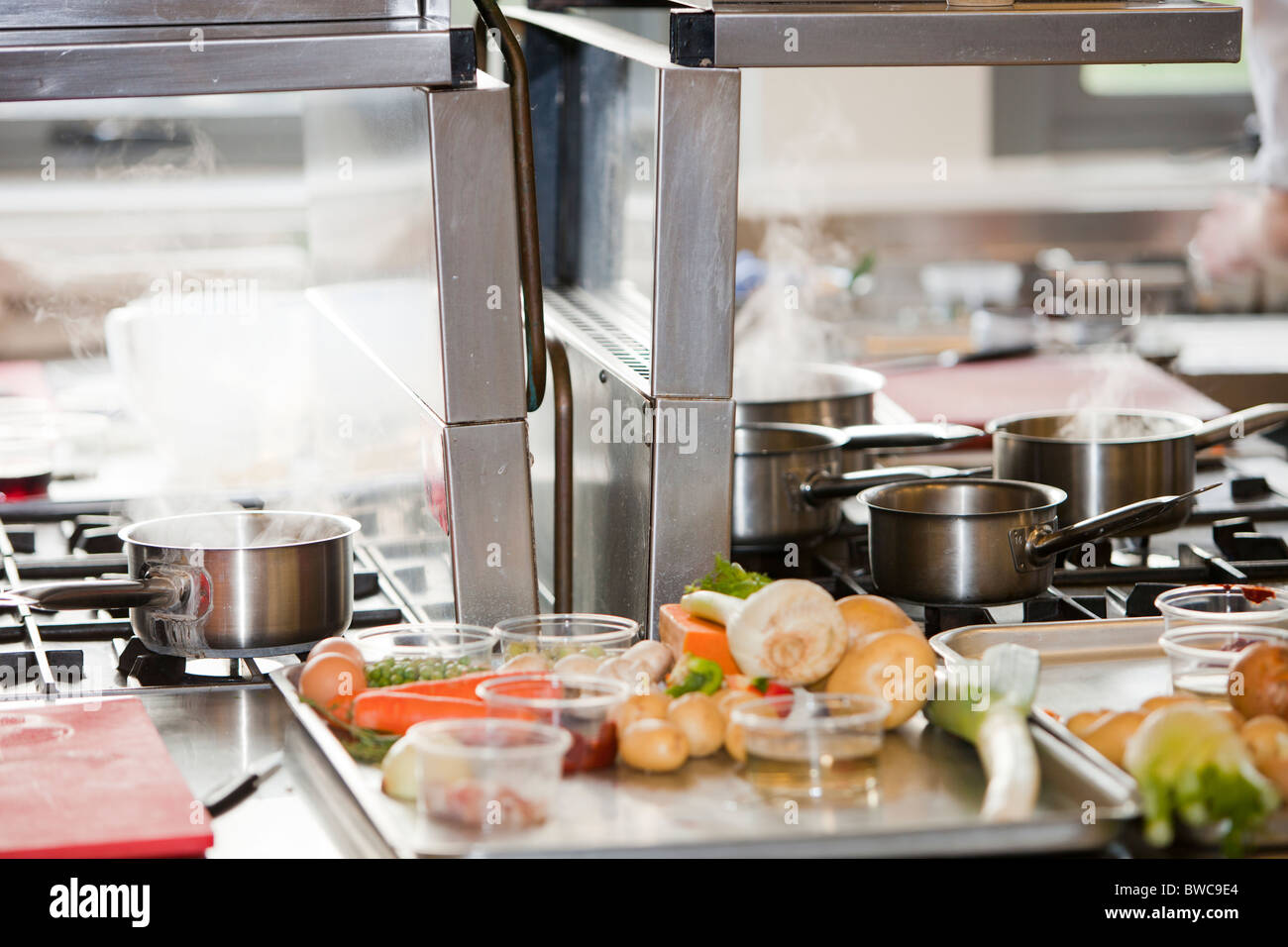 The kitchen for catering students at Kendal College, Cumbria, UK Stock ...
