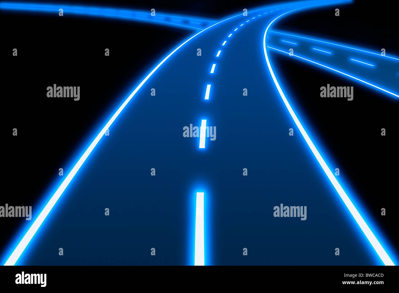 Blue glowing motorway Stock Photo - Alamy