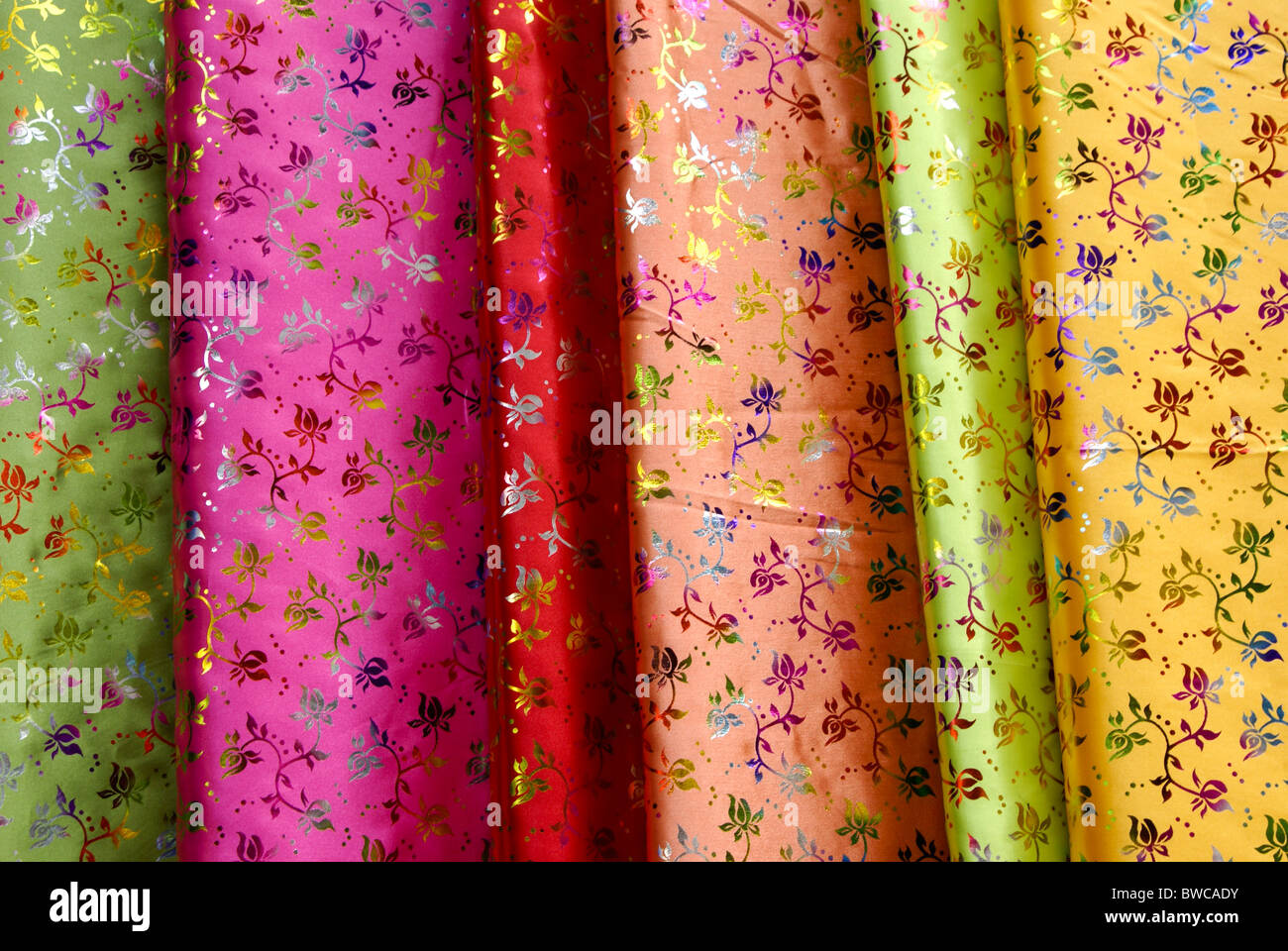 Fabric with peacock design, Xishuangbanna, Yunnan, China Stock Photo ...