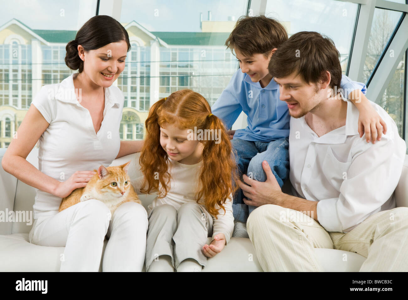 Portrait of young man and woman enjoying weekend day with their ...