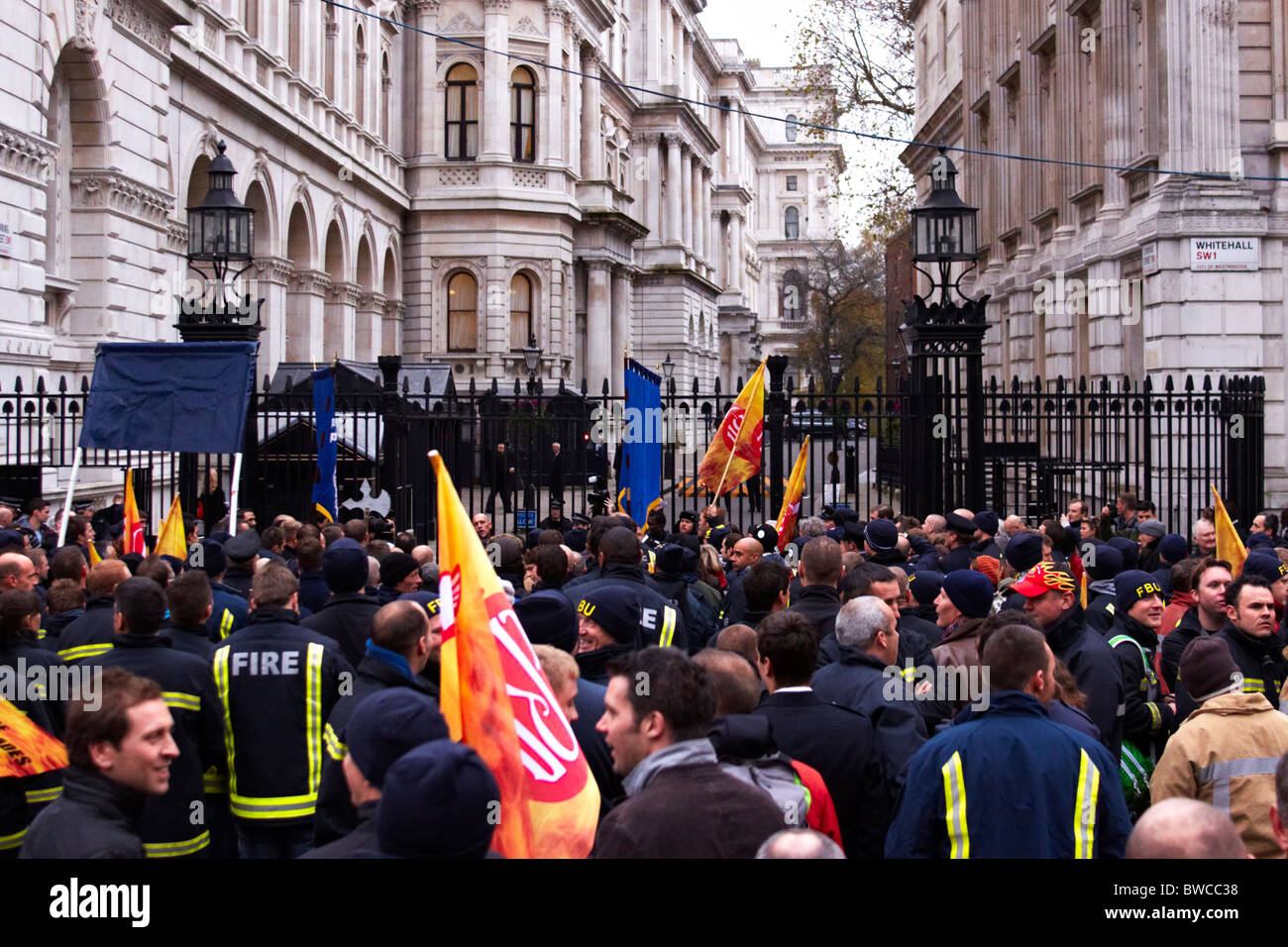 Firefighters march during an industrial dispute Stock Photo - Alamy