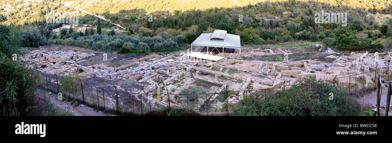 A panoramic view of the archaeological site at Eleftherna (Eleutherna ...
