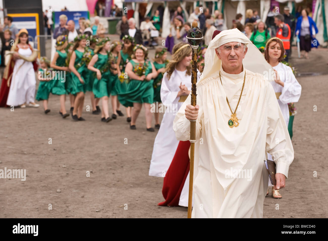 Members of the Gorsedd of Bards walk in ceremonial procession at the ...