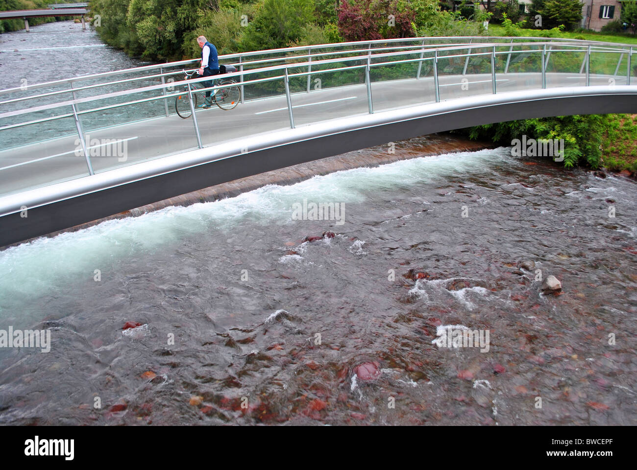 modern bridge over the river Stock Photo - Alamy