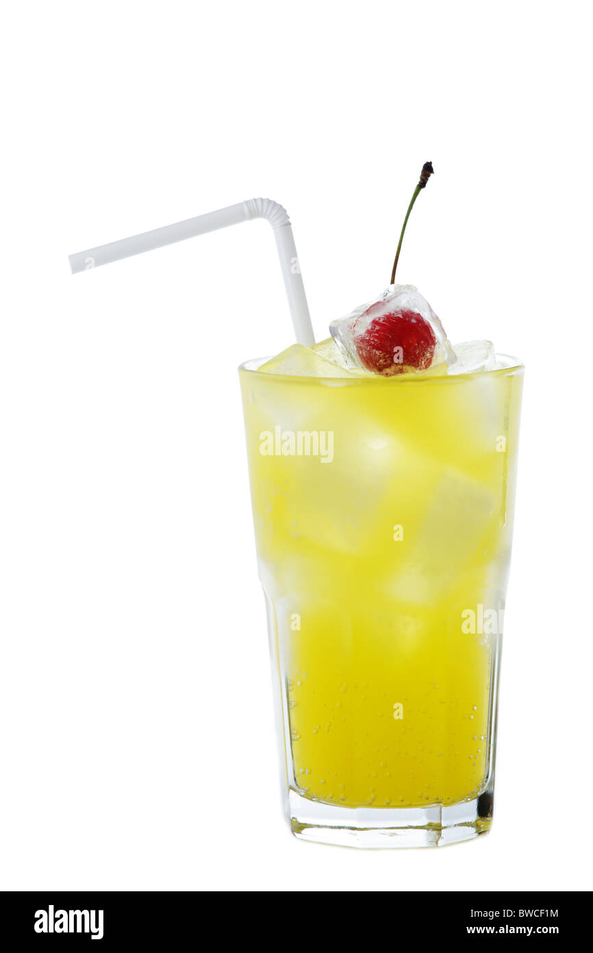 Glass of orange soda with frozen cherry Stock Photo - Alamy