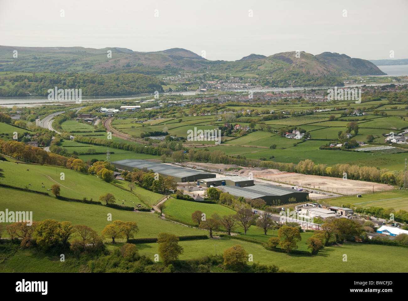 View towards the river Conwy North Wales with the A55 expressway Stock ...