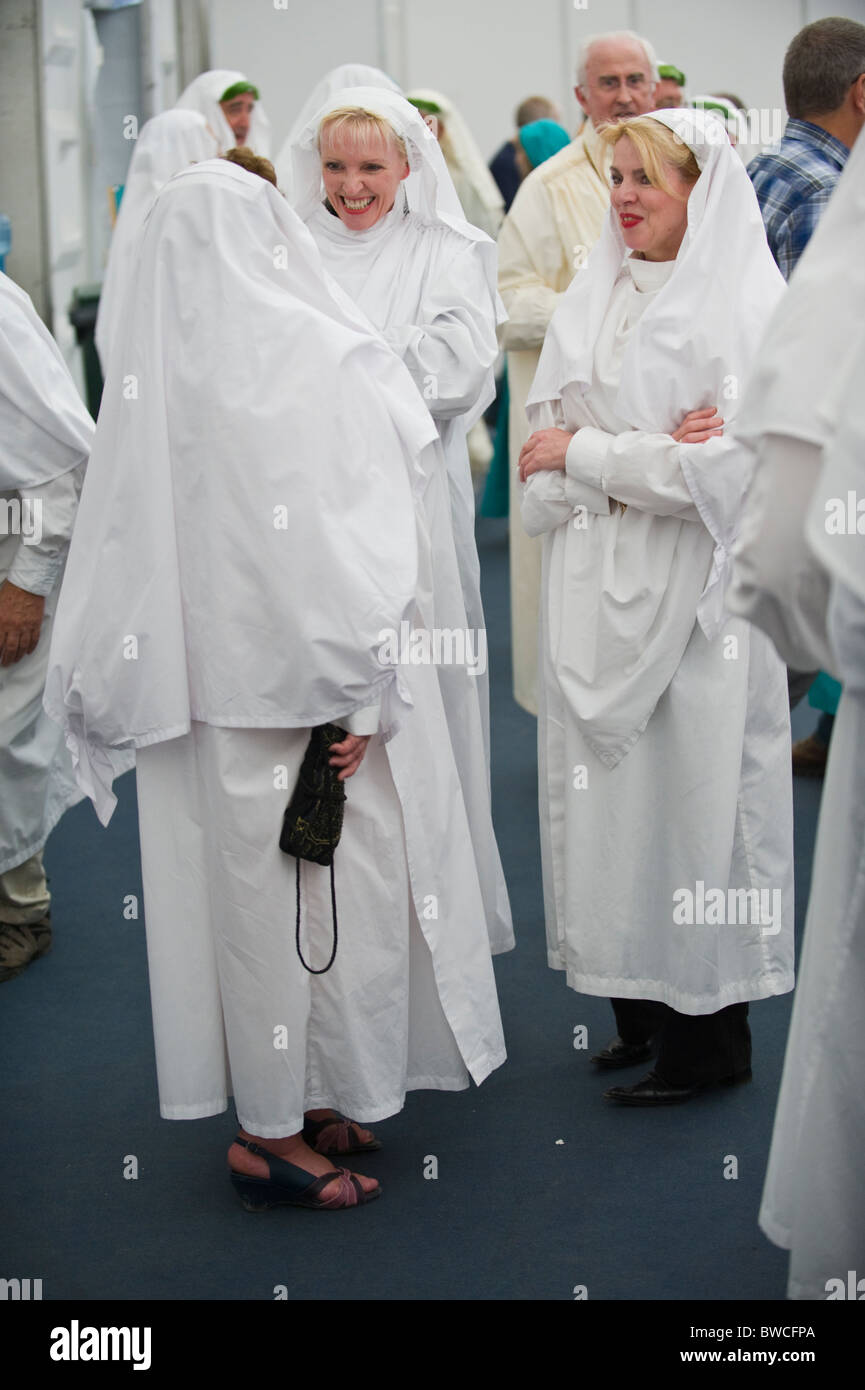 Members of the Gorsedd of Bards in robes assemble for a ceremony at ...